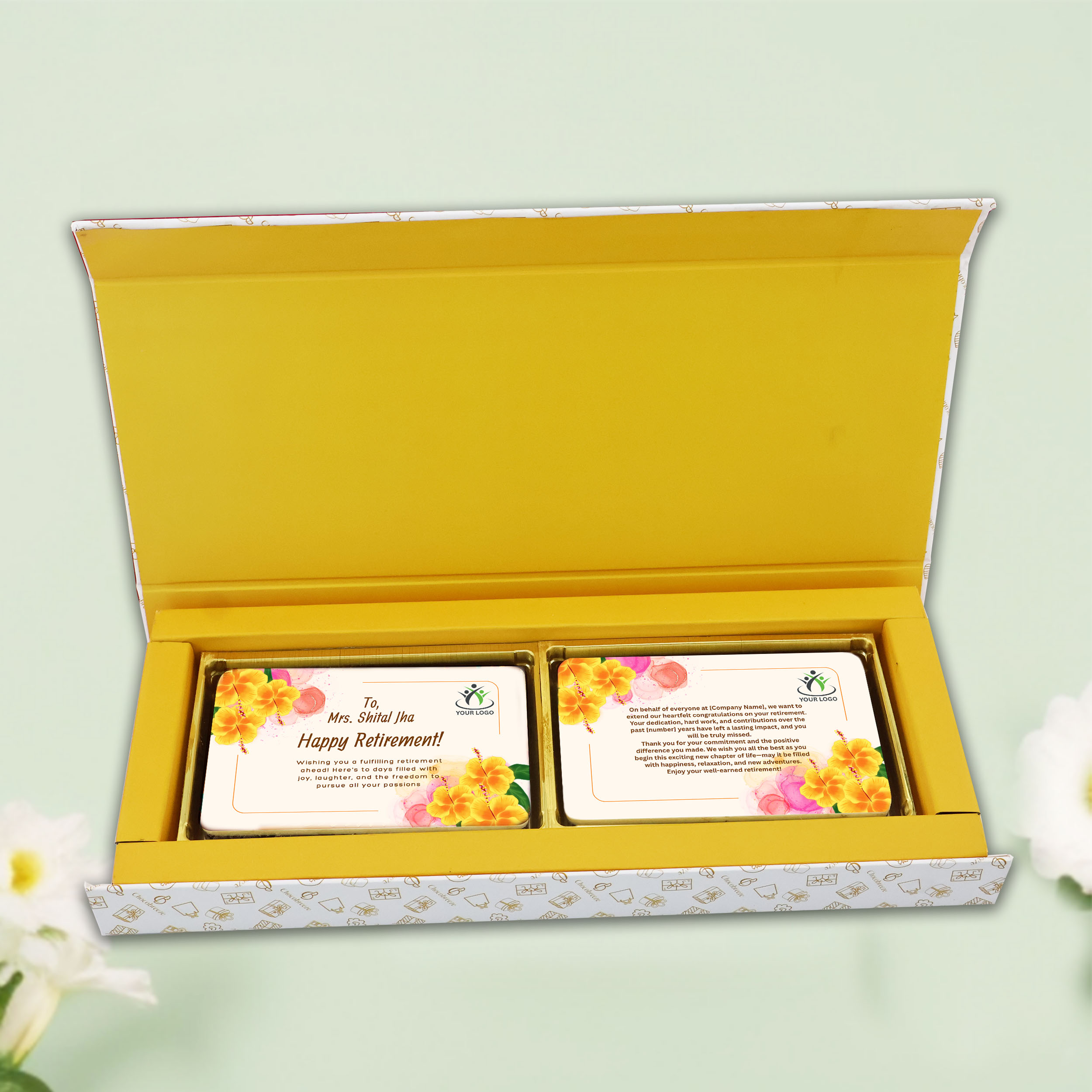 Elegant Employee Retirement Chocolates in Chocobreeze Premium Rigid Box ...