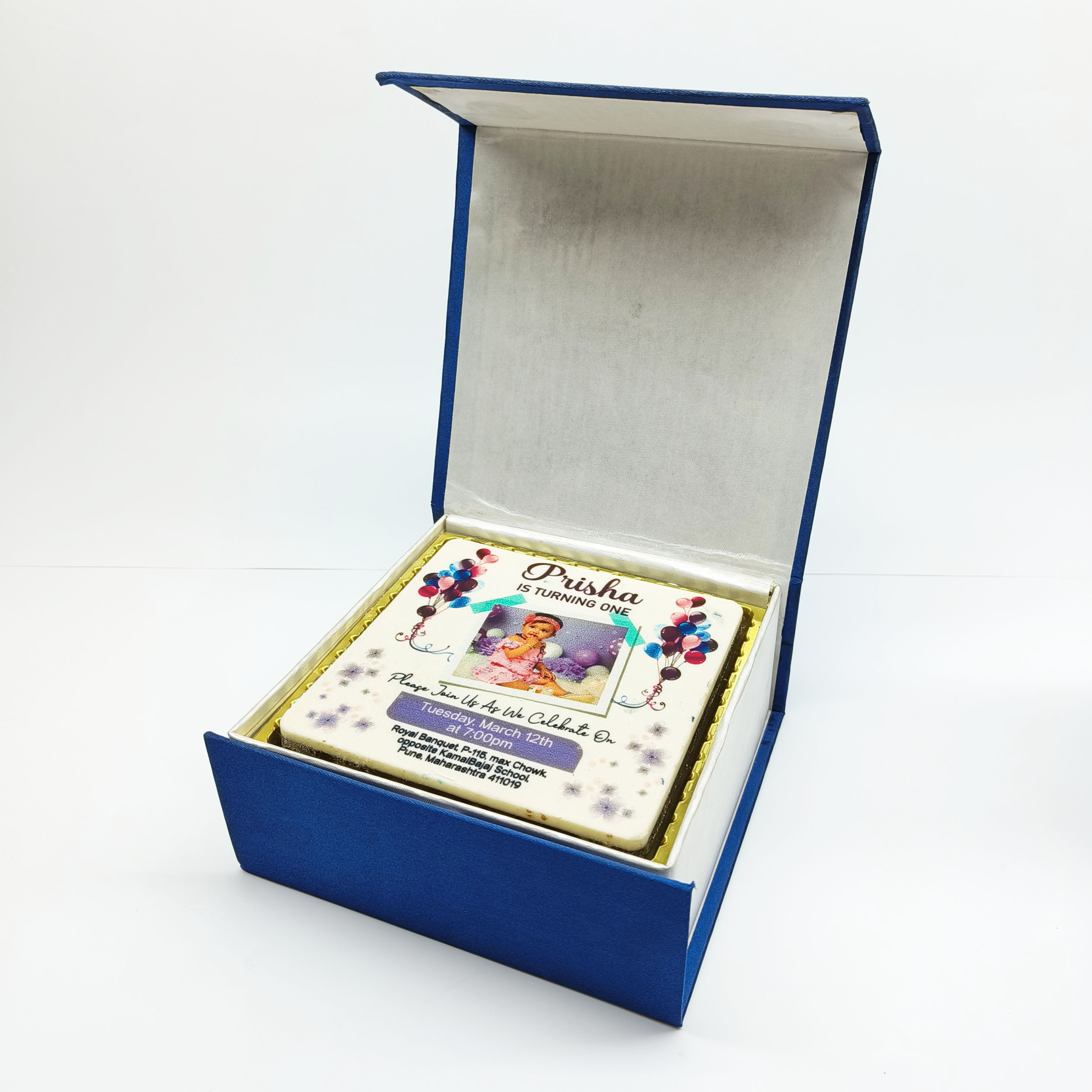 Elegant Birthday Invitation Chocolate in Luxury Satin Rigid Box ...