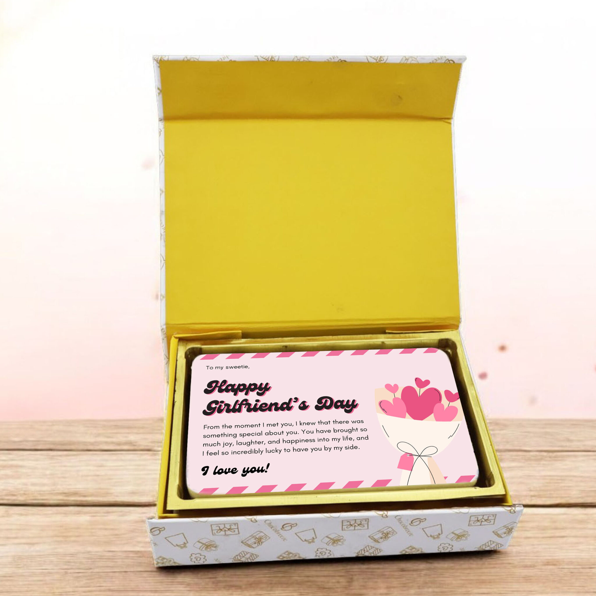 Romantic Girlfriend’s Day Chocolate Gift in Chocobreeze Luxury Rigid ...